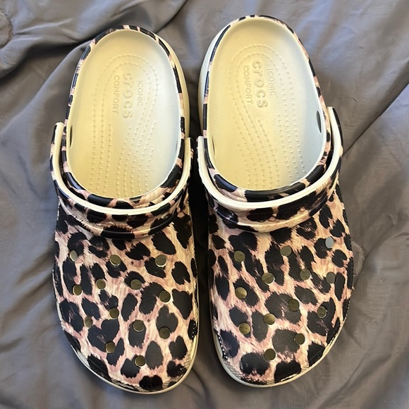 CROCS | Shoes | Leopard Platform Crocs Super Cute Worn Like 2 Times Out ...